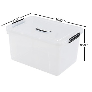 CadineUS 4-pack 18 Liter Clear Plastic Storage Box, Latch Storage Bins with Lids