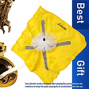 Libretto Alto Saxophone Swab, 100% Lint Free Micro-Fiber, Absorbent & Compressible, Premium & Cost-Effective, Great to Extend the Life of Sax!