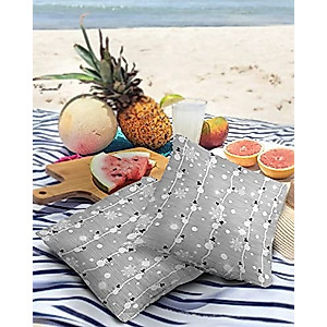 Christmas Outdoor Pillow Covers Snowman Snowflake Waterproof Lumbar Pillowcases Set of 2 Chritsmas Lights Grey Background Decorative Patio Furniture Pillows 16x16 inch x 2pcs