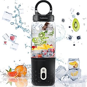 Portable blender, PopBabies Blender for Shakes and Smoothies with 3 Batteries 7500mah USB Rechargeable, Bullet Proof Coffee Blender, Hot and Cold Dual Personal Blender Powerful and Durable 2nd Gen