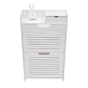 TouSuaRSi 2 Layer Modern Shoe Storage Cabinet with Doors White Practical Free Standing Shoe Rack for Entryway Show Rack Entryway (2 Tier, 18.11"x6.69"x31.69")
