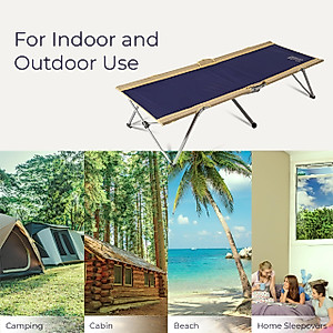 BYER OF MAINE Easy Cot - Extra Large Folding Cot - Heavy Duty Cot for Indoor and Outdoor Use - Cot Bed for Adults - 78”L X 31”W X 18”H - 330 lb Capacity