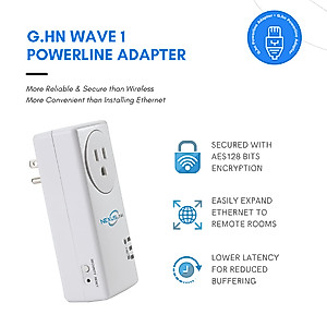 NexusLink G.hn Powerline Ethernet Adapter | 1200 Mbps | Gigabit Port, Power Saving, Home Network Expander with Stable Ethernet Connection for Online Gaming, Video Streaming | 2-Unit Kit (GPL-1200-KIT)