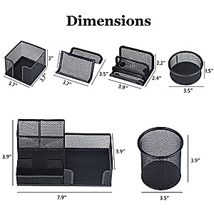 Pen Holder for Desk, 6 Pieces Mesh Desk Organizer set 3 Compartments pens holder, Mail Organizer Letter Holder Home Office Supplies Caddy Storage Baskets for Desktop Accessories(6 Piece set, Black)