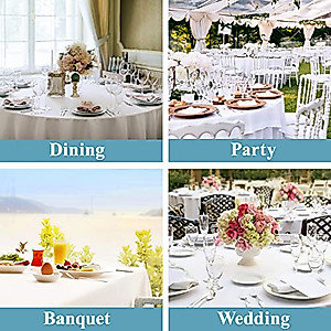 VidaFete 6 Pack 120inch Round Tablecloth Polyester Table Cloth，Stain Resistant and Wrinkle Polyester Dining Table Cover for Kitchen Dinning Party Wedding Rectangular Tabletop Buffet Decoration(White)