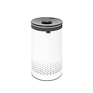 Brabantia - Laundry Hamper - with Plastic Lid - Ventilation Holes - Corrosion Resistant Materials - Hygienic - Discrete - Laundry Basket - Bathroom - with Small Hole - White - 16 Gal