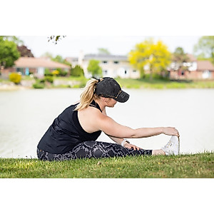 Funky Junque Criss Cross Ponytail Hat w/Buttons - Black