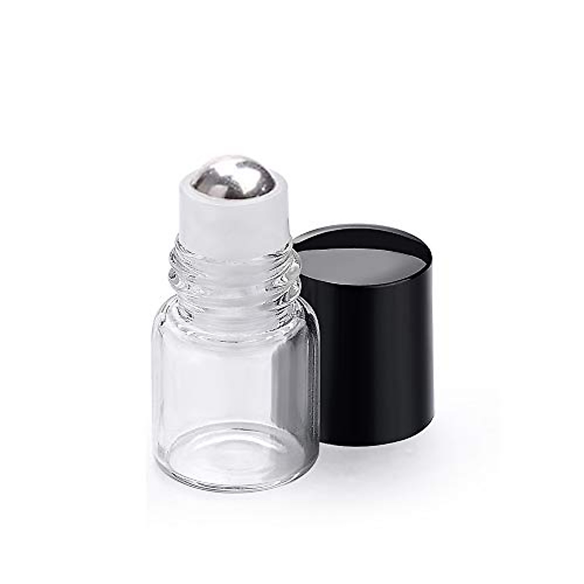 50 Pack 1ml Clear Glass Sample Vials For Essential Oils,Empty Glass Roller Bottle With Stainless Steel Roller Ball 1/4 Dram Glass Vials Perfume Roll On container-Funnel,Opener,Dropper Included