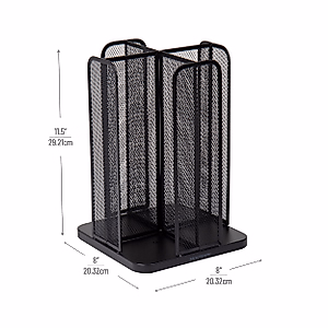 Mind Reader Carousel 4 Compartment Cup and Lid Organizer, Black Mesh