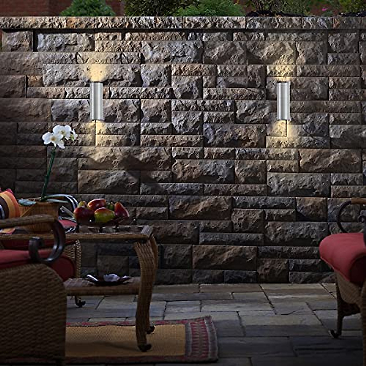 mirrea Modern Outdoor Porch Light Patio Light in 2 Lights with Aluminum Cylinder and Tempered Glass Cover Waterproof Wall Sconce 2 Pack (Metallic Gray)