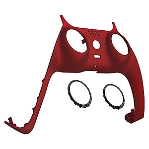 eXtremeRate Passion Red Decorative Trim Shell Compatible with p s 5 Controller, Soft Touch DIY Replacement Clip Shell, Custom Plates Cover Compatible with p s 5 Controller with Accent Rings