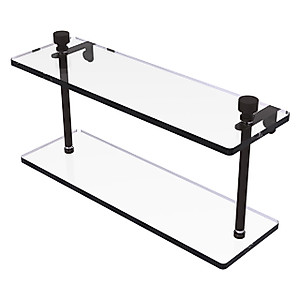 Allied Brass FT-2/16 Foxtrot Collection 16 Inch Two Tiered Glass Shelf, Oil Rubbed Bronze