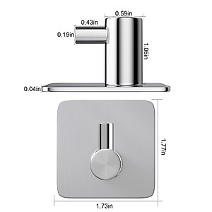 ACNISM 4 PCS Stainless Steel Sticky Hooks Heavy Duty Wall Hooks Towel Hanger Wall Holder Waterproof for Hanging Coat, Hat,Robe Hook（Silver Square Round）