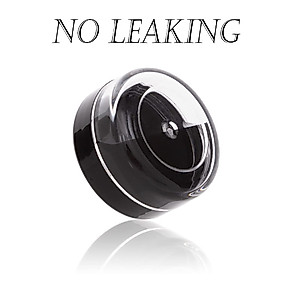 ZEJIA 10pcs Small Travel Containers, Black Sample Containers with Screw Lids, 5 Size 3/5/10/15/20 Gram Sample Jars with 12pcs Labels and 2pcs Mini Disposable Spatula, Makeup Sample Containers BPA Free