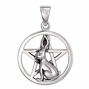 Moonlight Mysteries Sterling Silver Bunny Rabbit Pentacle Pentagram Pendant