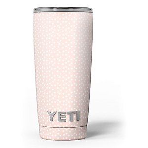 Design Skinz The Coral and White Micro Polka Dots - Skin Decal Vinyl Wrap Kit Compatible with The Yeti Rambler Cooler Tumbler Cups
