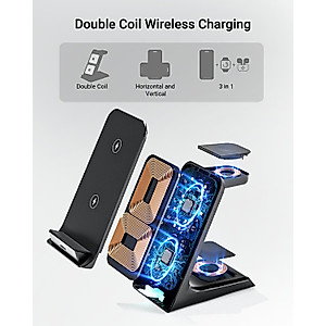 eazpower Wireless Charger for Thick Cases of 10MM/Otterbox/Popsocket Compatible, 3 in 1 Charging Dock for iPhone 15 14 13 12 11 Pro Max, Charging Station for Multiple Devices for Apple Watch/AirPods