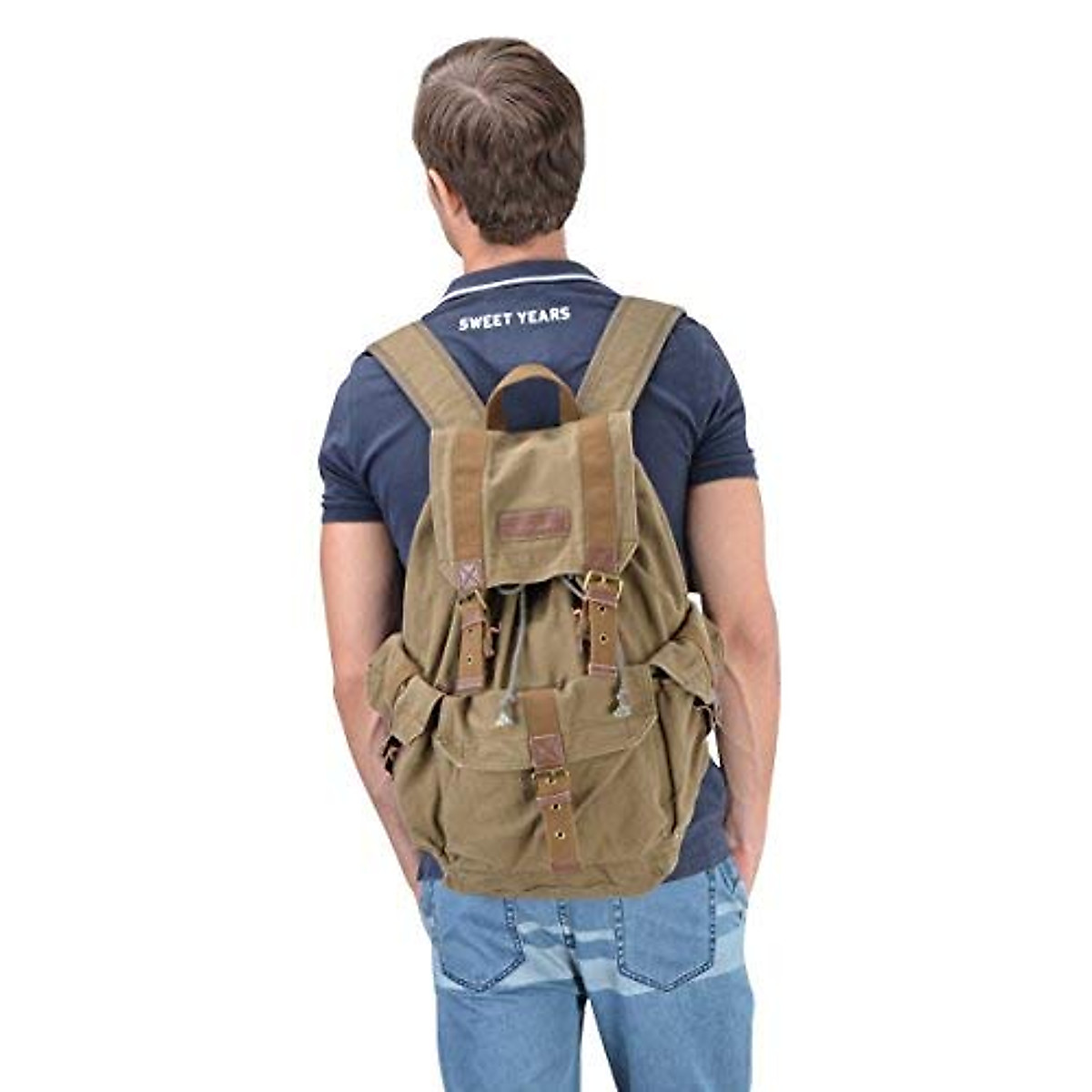 Gootium 21101AMG Specially High Density Thick Canvas Backpack Rucksack, Army Green, Large