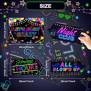 20 Pcs Glow in The Dark Party Decoration Signs Glow Neon Signs Decor Glow Party Supplies Neon Happy Birthday Party Decorations Let's Glow Crazy Welcome Signs for Neon Theme Party Decoration Supplies