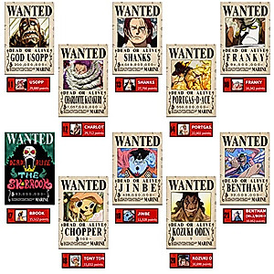 Looyat 30 Pcs Poster, 29cm*20cm Wanted Poster Including Popular Ranking Characters Bright