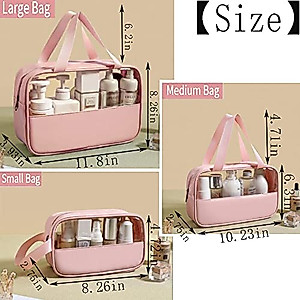 Hanging Travel Toiletry Bag for women, Waterproof Cosmetic Bag Portable Travel Makeup Pouch Multifunction Handle Travel Toiletry Bag Organizer for Women, Cosmetic Bags for Women Travel Set(3Pcs Pink)