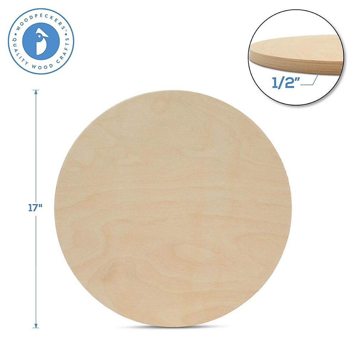 Wood Circles 17 inch 1/2 inch Thick, Unfinished Birch Plaques, Pack of 3 Wooden Circles for Crafts and Blank Sign Rounds, by Woodpeckers