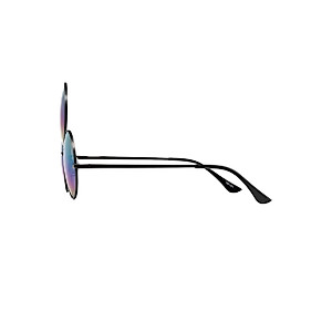 Trippy Lights Third Eye Sunglasses Rainbow Multi Colored Mirrored Reflective Lens with Stylish Black Frames Rave Festival UV400 Sunglasses