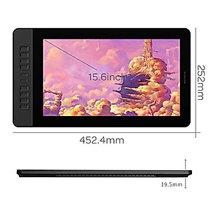 Drawing Tablet with Screen GAOMON PD1561 15.6 Inches Full HD IPS Drawing Monitor with 8192 Levels Tilt Support Battery-Free Pen and 10 Shortcut Keys Pen Tablet for Mac, Windows PC