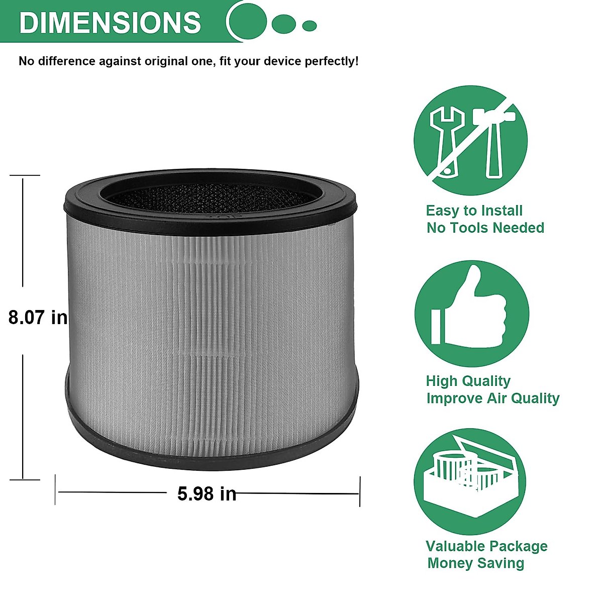 Skydiras A231 Air Purifier Replacement Filter Size O, Compatible with Winix A231 and A230 Air Purifier 1712-0100-00, 3-in-1 H13 Grade True HEPA Filter, 2 Pack
