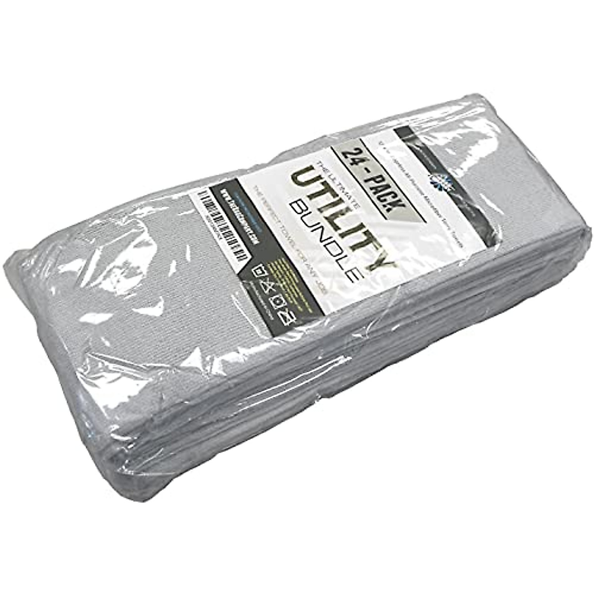 The Rag Company - Edgeless All-Purpose Utility Cleaning Towels - Commercial Grade, 80/20 Microfiber Blend, Auto, Home, Office, 245gsm,12in. x 16in, Light Grey (24-Pack)