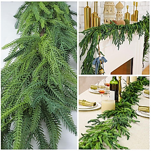 Jutom Christmas Garlands Norfolk Pine Garland Artificial Faux Greenery Garland for Holiday Indoor Mantle Decor (4 Pcs,6 Feet)