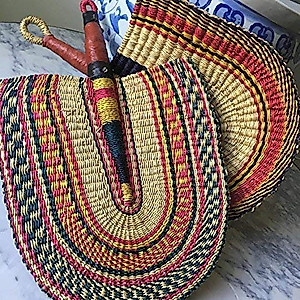 African Handfan with Leather Handle