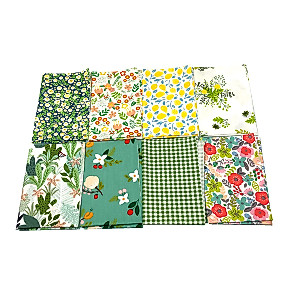8PCS 25cmX25cm Fat Quarters Green Color Cotton Patchwork Fabric Bundle Squares Quilting Scrapbooking Sewing Art Craft