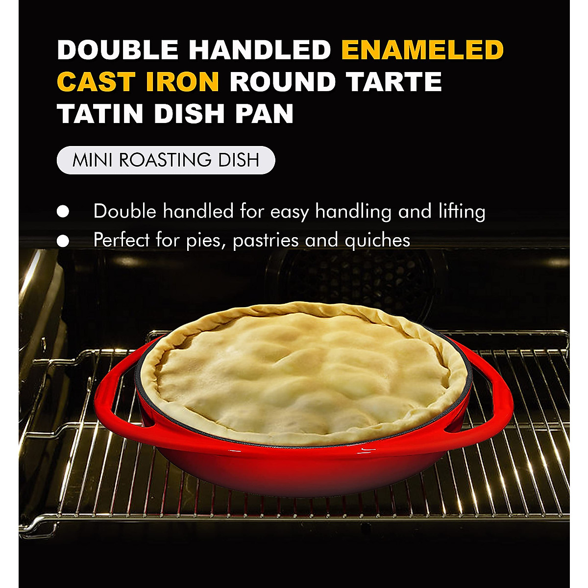 Bruntmor Red Enameled Round Cast Iron Baking Pan