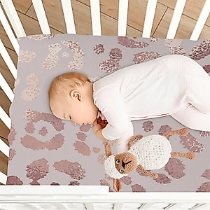 Blueangle Golden Leopard Print Crib Sheets, Ultra Stretch Baby Crib Sheet for Boys Girls, Snug Fitted Toddler Bedding Crib Mattress Sheet（372）