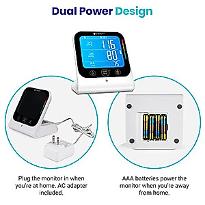 Blood Pressure Monitors for Home Use XL Cuff, Bluetooth Machine by Etekcity, FSA HSA Approved Products, Adjustable Cuff Large Upper Arm Friendly, Smart Unlimited Memories in App, Dual Power Sources