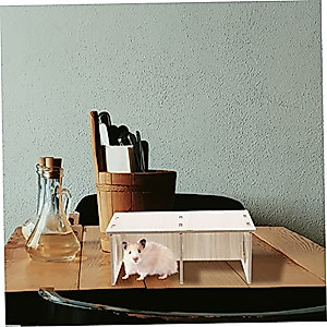 balacoo Funny Chamber Hideout Cabin and Hamsters Maze Ferret Toy Pet Hut Small Multi Clear Dwarf Compartment Window Chinchilla Hide for Squirrel Gerbil Hiding Wooden Nest Hamster