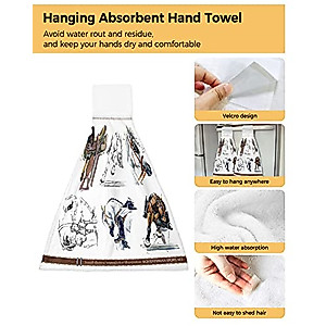 CyCoShower Hanging Hand Towels Kitchen Towel Watercolor Brown and White Horse Equestrian Competition Bathroom Hand Towels with Loop Tie Towels Soft,Absorbent Tea Bar Towels,2pcs