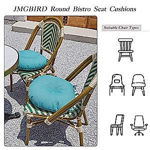 JMGBird Round Outdoor Cushions Set of 4, Round Chair Cushions 15 inch with Ties, Round Seat Cushions for Bistro Chairs