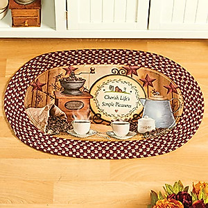 Collections Etc Charming Primitive Country Coffee Braided Rug