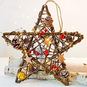 Natural Brown Vine Stars Wicker Rattan Star for Home Garden Wreath Christmas Garland Tree Decoration (3Pcs, 8inch)