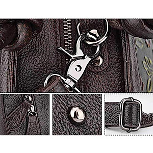 Women Handbag Genuine Leather Satchel Purse Handbag Vintage Top Handle Handbag Work Tote Bag (Green)