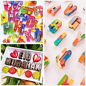 Wocuz 26 Large Letters Silicone Mold Alphabet Crayon Mold Chocolate Mold Biscuit Ice Cube Tray with 12 Sets of Present Packages for DIY Name Letter Gifts for Students Graduation Easter Party