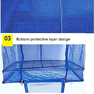 Tingrua Herb Drying Net 3 Layers Mesh Fishing Net Hanging Dry Rack Foldable with Zipper(35x35x65cm/13.8x13.8x25.6Inch)