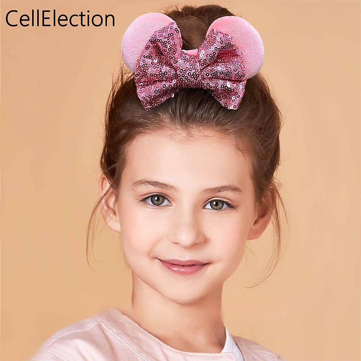 6 Pack Mouse Mickey Ears Scrunchies Velvet Sparkle Sequin Minnie Bows Hair Scrunchies Hair Ties Elastic Rubber Bands Ponytail Holders for Kids Women Girls Adult Christmas Party Decoration