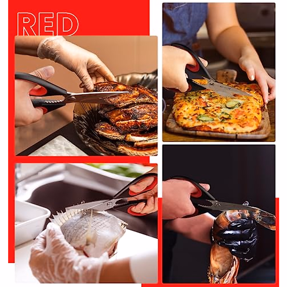 Astercook Heavy Duty Kitchen Shears with Serrated Blade, Ergonomic Handle - For Poultry, Herbs, Vegetables