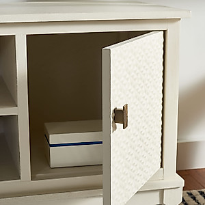 Safavieh Home Collection Halton Distressed White 2-Door 1-Shelf Entertainment Stand up to 55" Flatscreen TV Media Unit