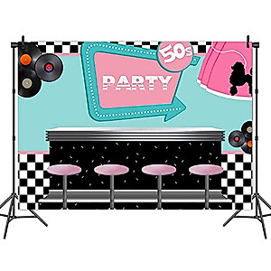 50's Soda Shop Backdrop Vinyl 7X5FT Back to 50's Rocking Party Decorations 1950's Themed Photo Background Photo Shoot Banner