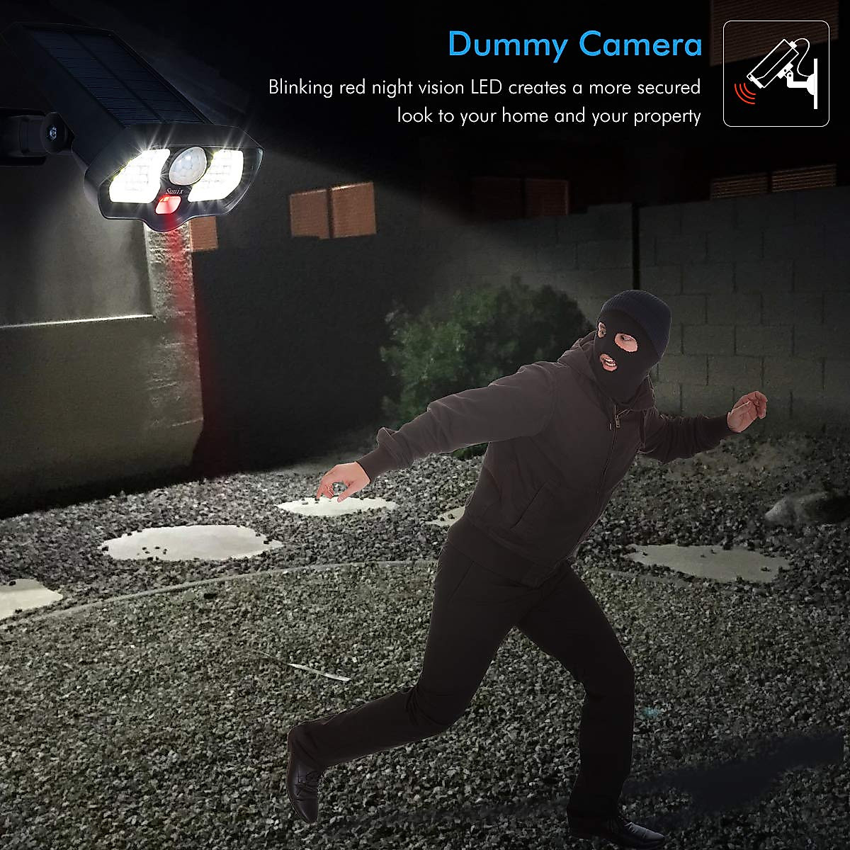 Solar Motion Sensor Light Outdoor 42 White LEDs 2 Red LEDs Ultra Bright, 2 in 1 Landscape Solar Wall Solar Light Wireless Solar Security Light Great Detection for Garden Driveway Carport Patio Yard