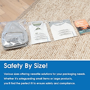 Spartan Industrial - 12" X 15" (500 Count) Self Seal Clear Poly Bags with Suffocation Warning for Packaging, Clothes & FBA - Permanent Adhesive